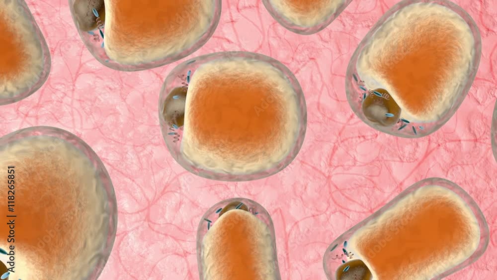 Fat cells in human tissue. 3d rendered animation. Stock Video | Adobe Stock