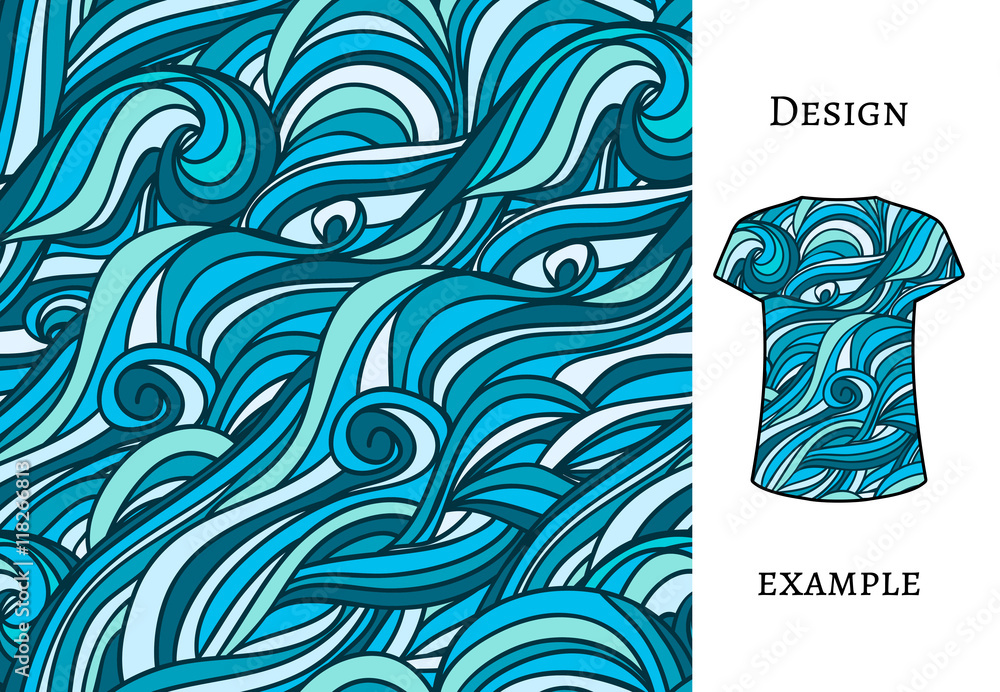 Abstract wave seamless pattern, good for textile and paper print, card ...