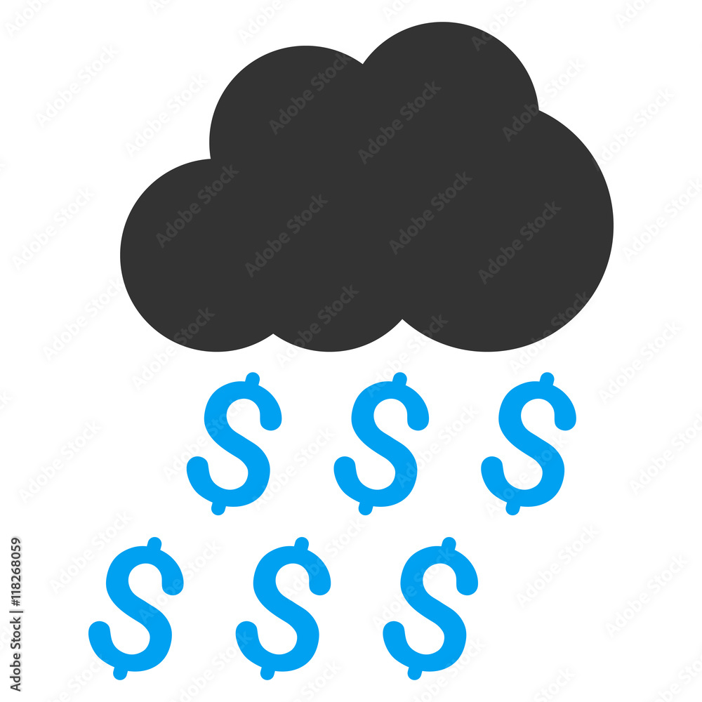 Money Rain icon. Vector style is bicolor flat iconic symbol with ...