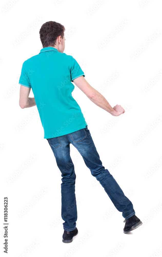 back view of dancing young man. Rear view people collection. backside ...