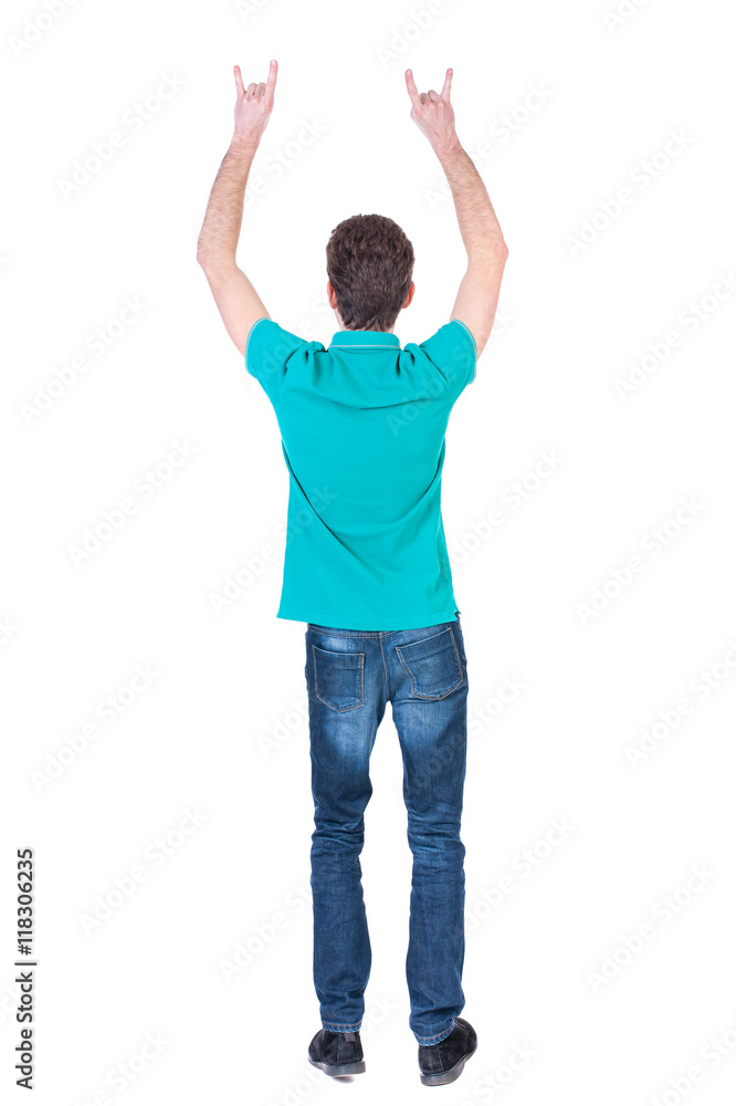 back view of dancing young man. Rear view people collection. backside ...