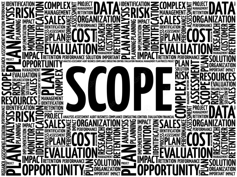 SCOPE word cloud collage, business concept background Stock Vector ...