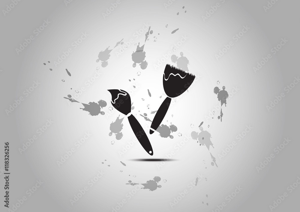 Paint brush drawing Ink art background vector. Abstract Ink splash ...