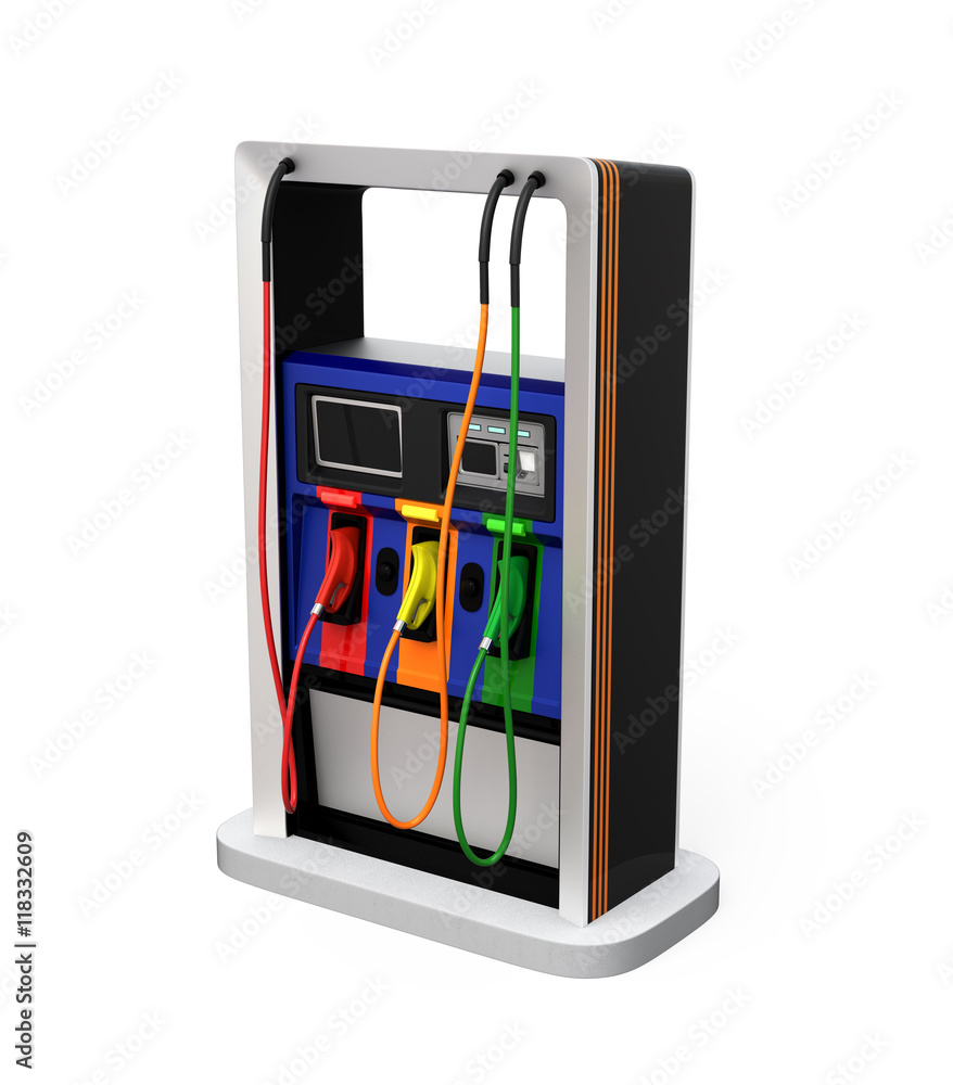 Fuel dispenser isolated on white background. 3D rendering image with ...