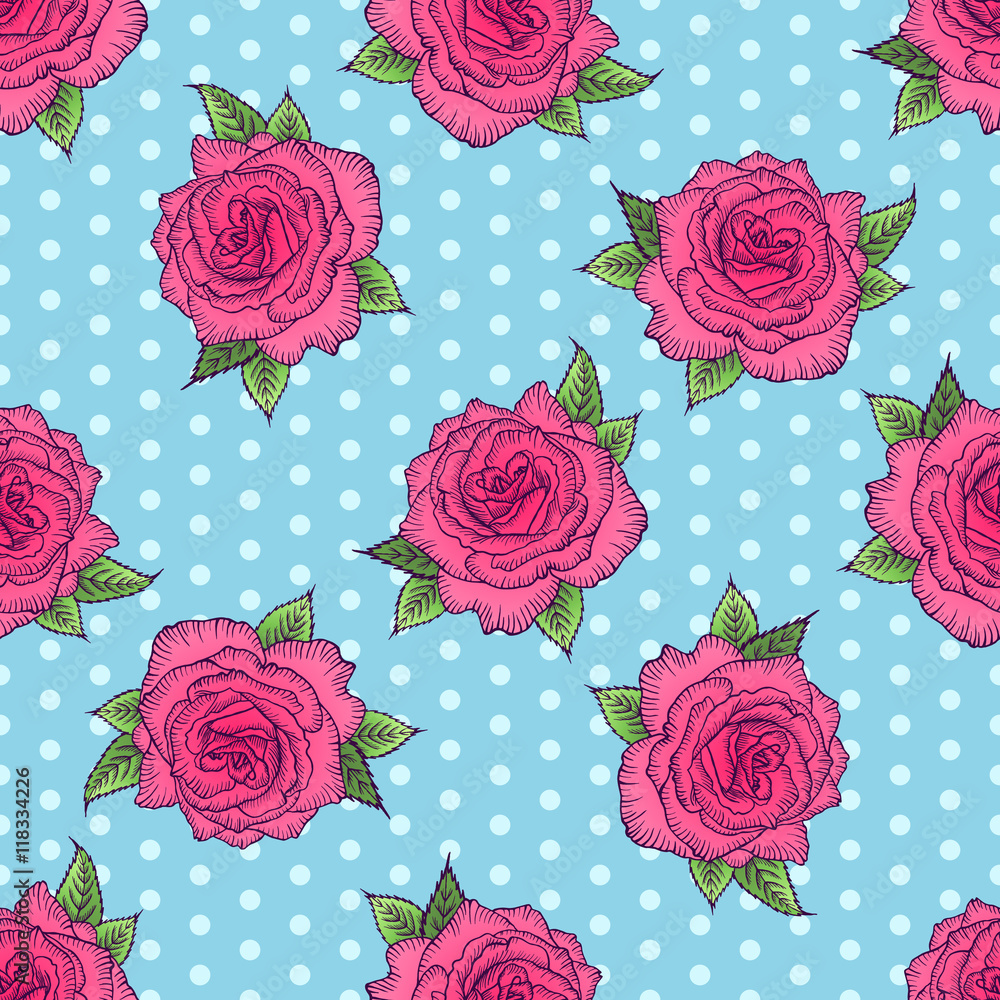 Vintage Blue Polka Dot Background