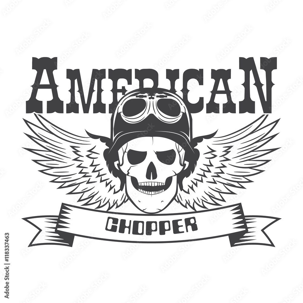 American chopper, emblem, motorcycle logo, skull with wings. Stock ...
