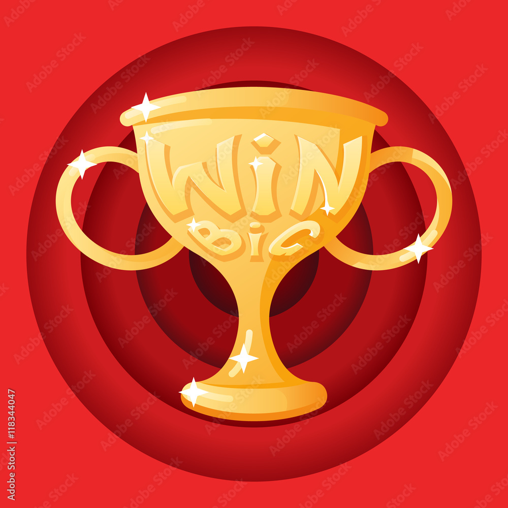 Win Cup Symbol Icon Concept Stylish Background Cartoon Design Vector ...
