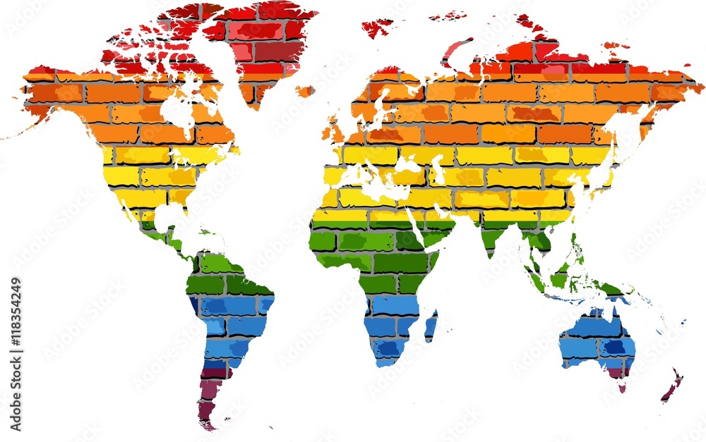 Map of World in colors of pride flag - Illustration, World map lgbt ...