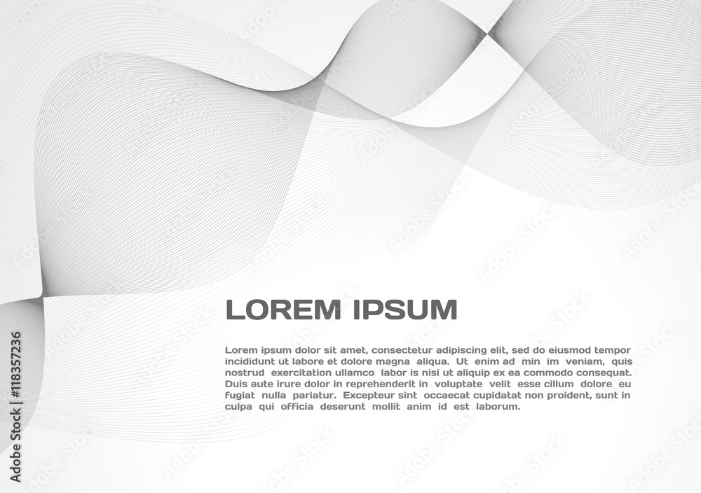 Abstract modern background with lines and waves. Design on light gray ...
