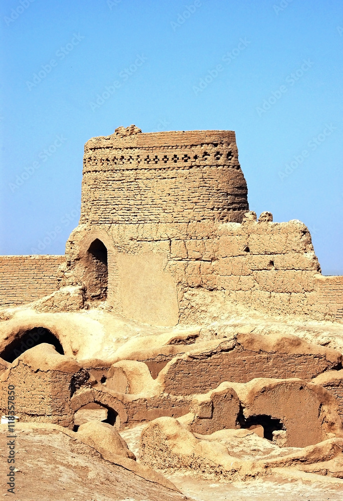 Tower of the Narin Qal'eh or Narin Castle is a mud-brick fort or castle ...