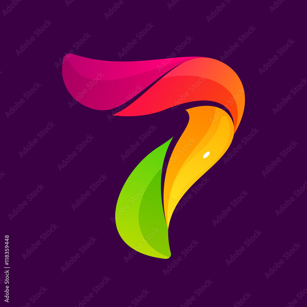 Number seven logo formed by colorful twisted lines. Stock Vector ...