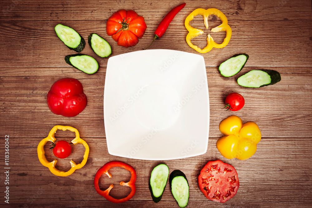 Organic healthy food background. fresh, delicious vegetables ...