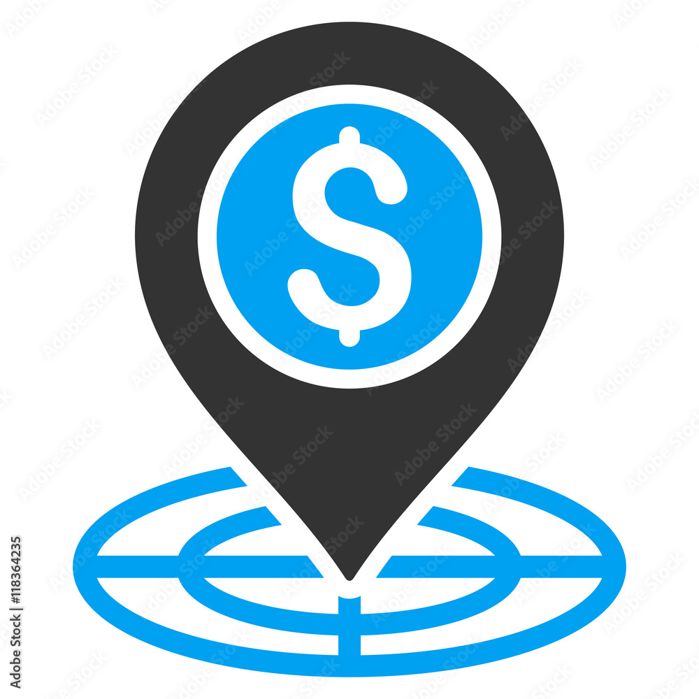 Bank Location icon. Vector style is bicolor flat iconic symbol with ...