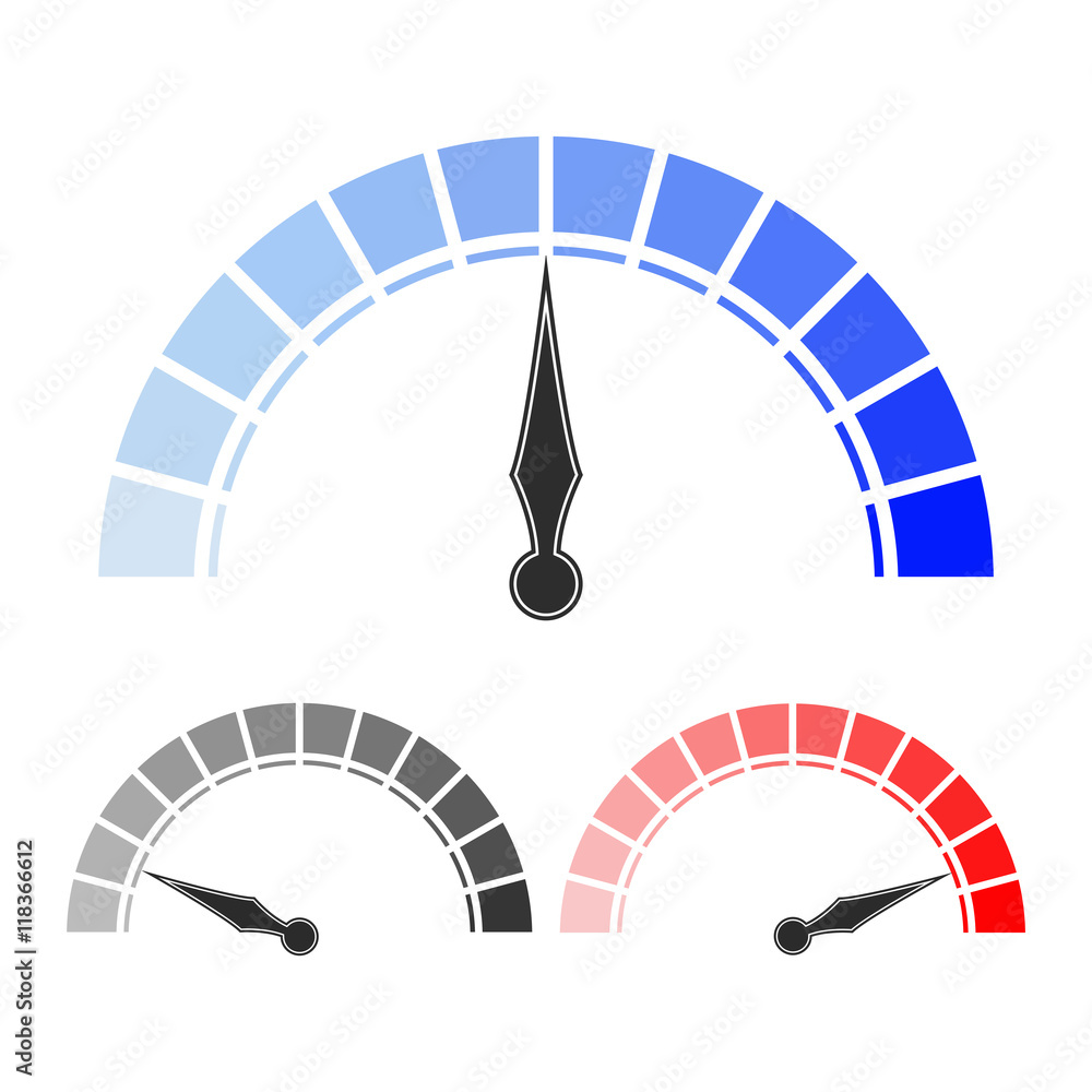 Measuring scale. Colored set of semi-circle blank scales Stock Vector ...