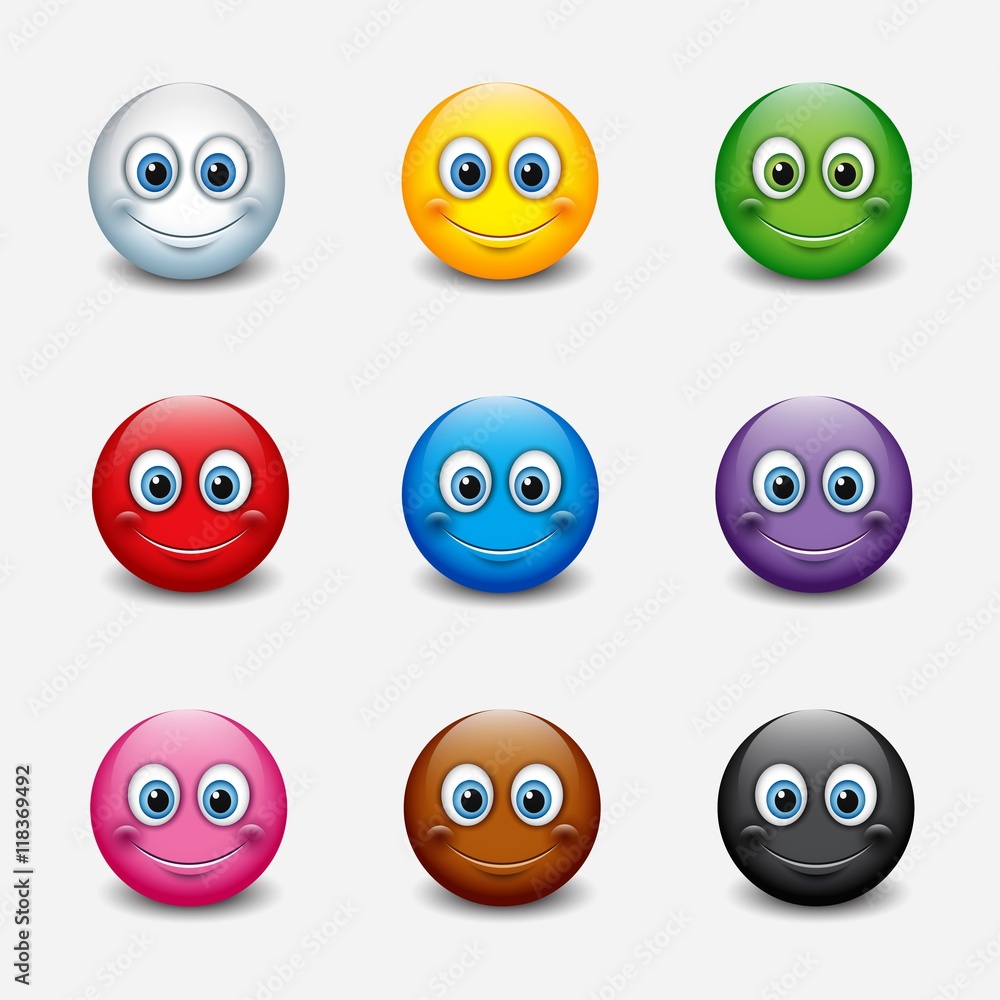 Set of colorful emoticons, emoji, smileys Stock Vector | Adobe Stock
