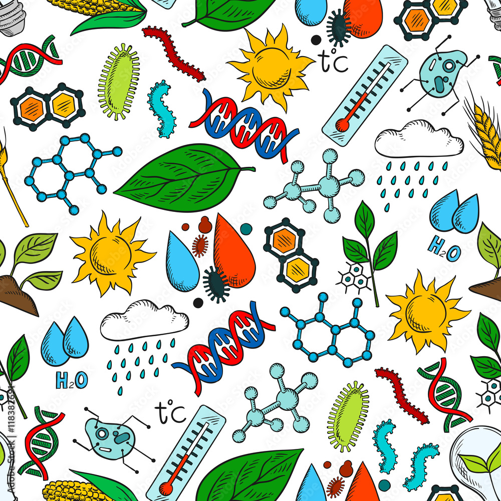 Nature ecosystem symbols seamless background Stock Vector | Adobe Stock