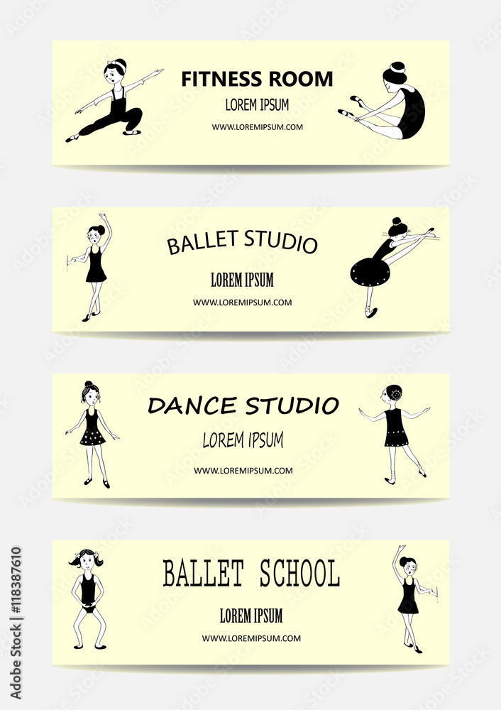 Set of ballet dancers in ballet studio Stock Vector | Adobe Stock