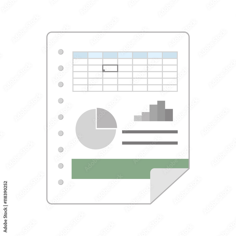 spreadsheet file data financial statistics table bars graph vector ...