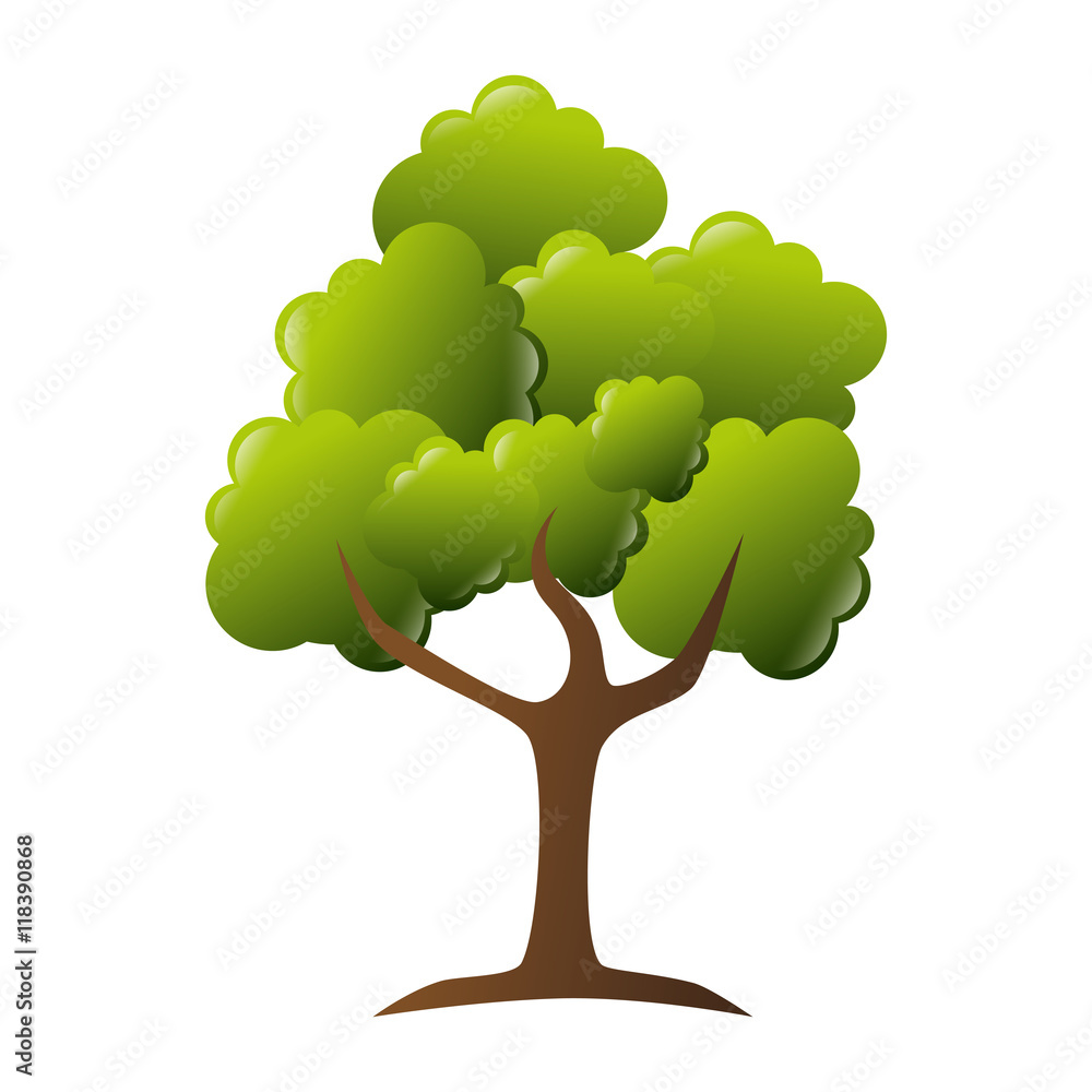 tree leaves trunk branch green nature ecology vector illustration ...