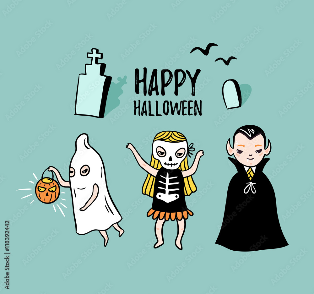 Halloween card with stylish lettering - 'happy halloween '. Vector ...