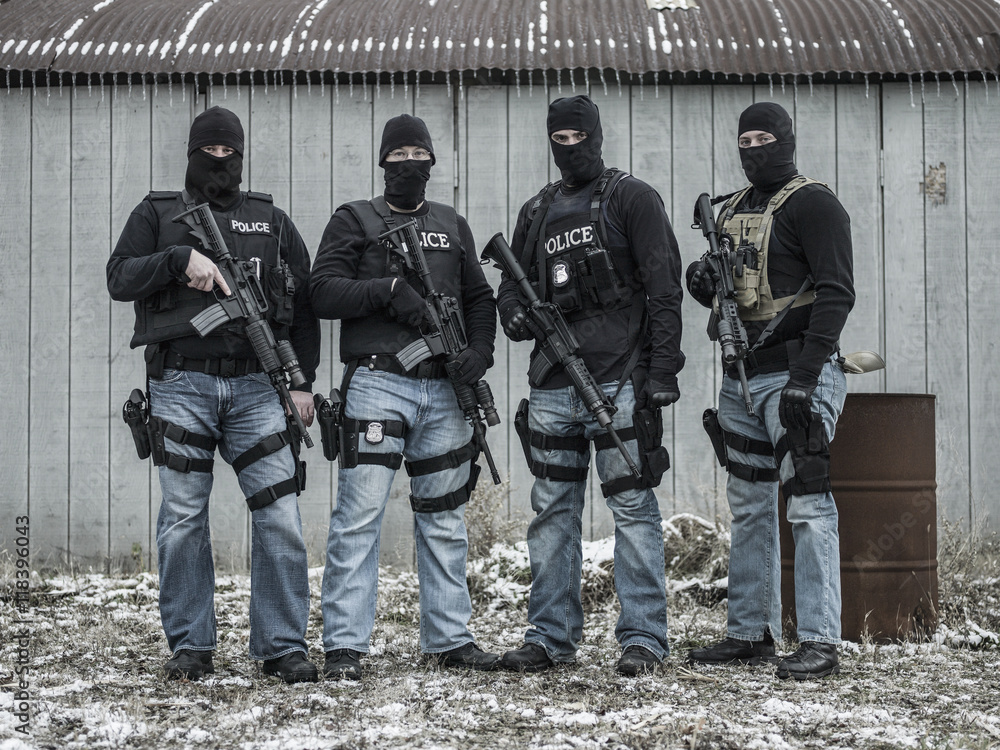 Police snipers standing together outdoors Stock Photo | Adobe Stock