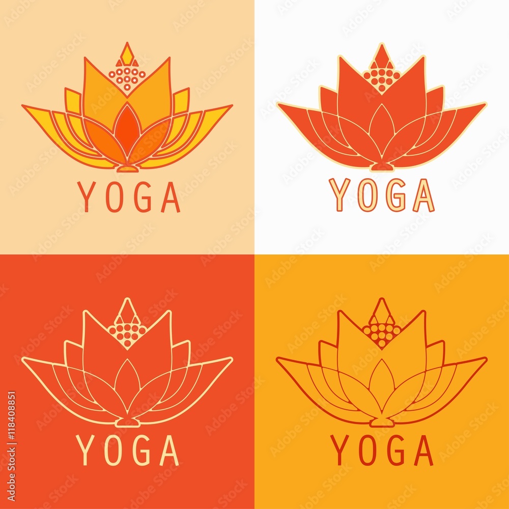 set for lotus yoga studio on different backgrounds design Stock Vector ...