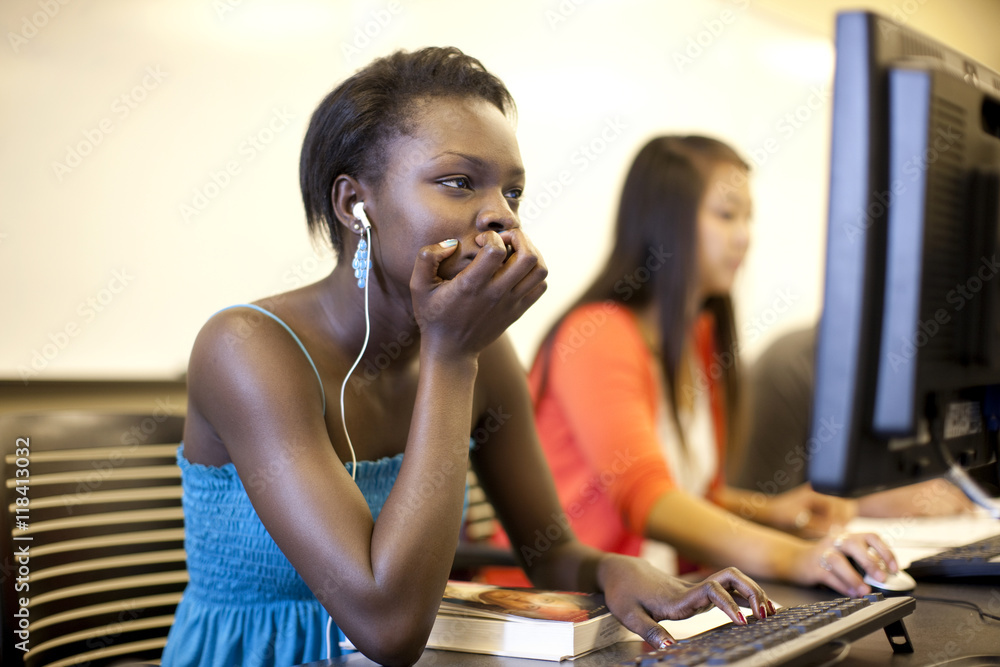 Students studying in computer lab Stock Photo | Adobe Stock