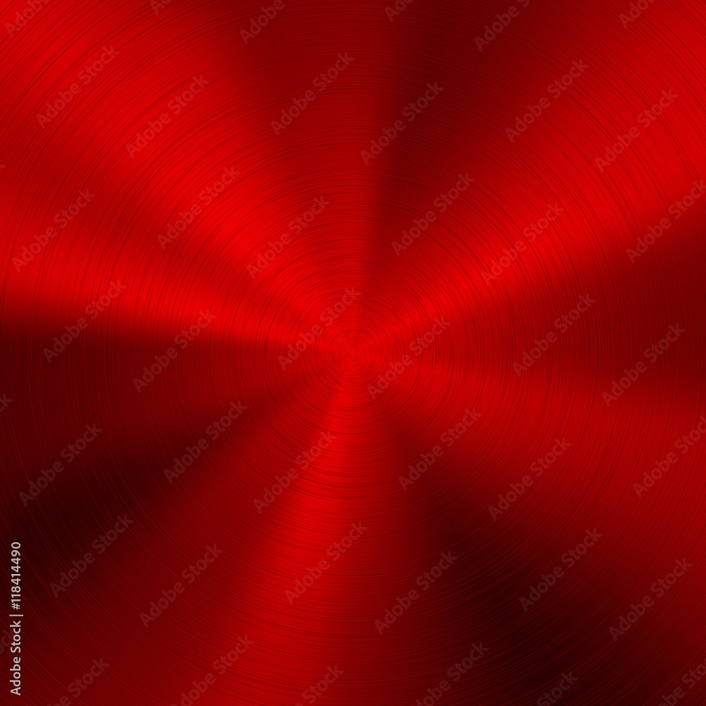 Red abstract technology background with polished, brushed circular ...