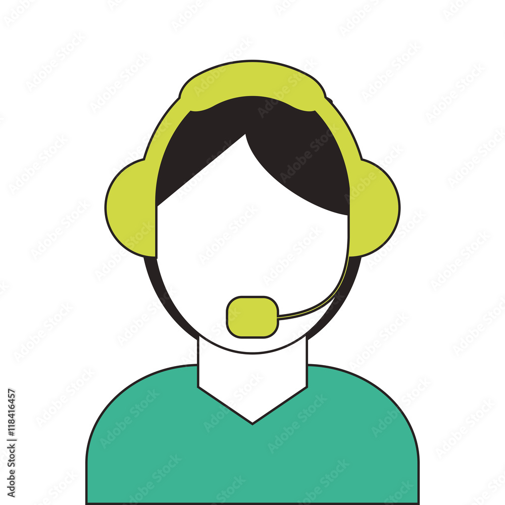flat design person with headset icon vector illustration Stock Vector ...