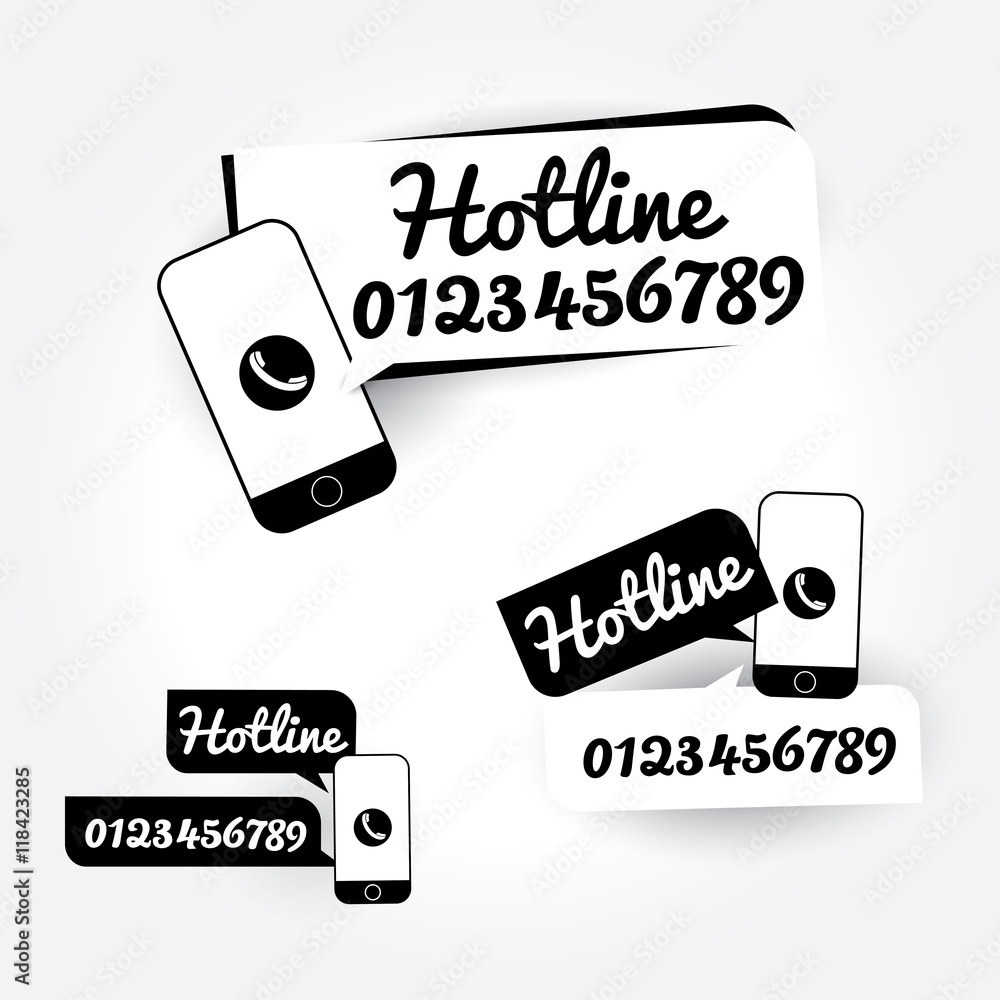 Hot line cell phone icon with number design for app or website. Vector ...