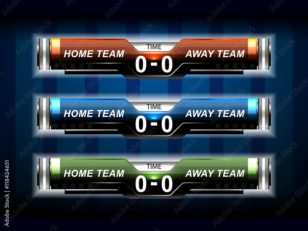 sport elements scoreboard template for football or soccer, vector ...