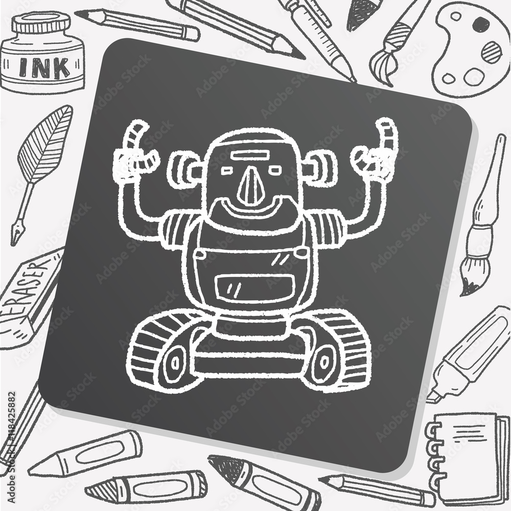 robot doodle Stock Vector | Adobe Stock