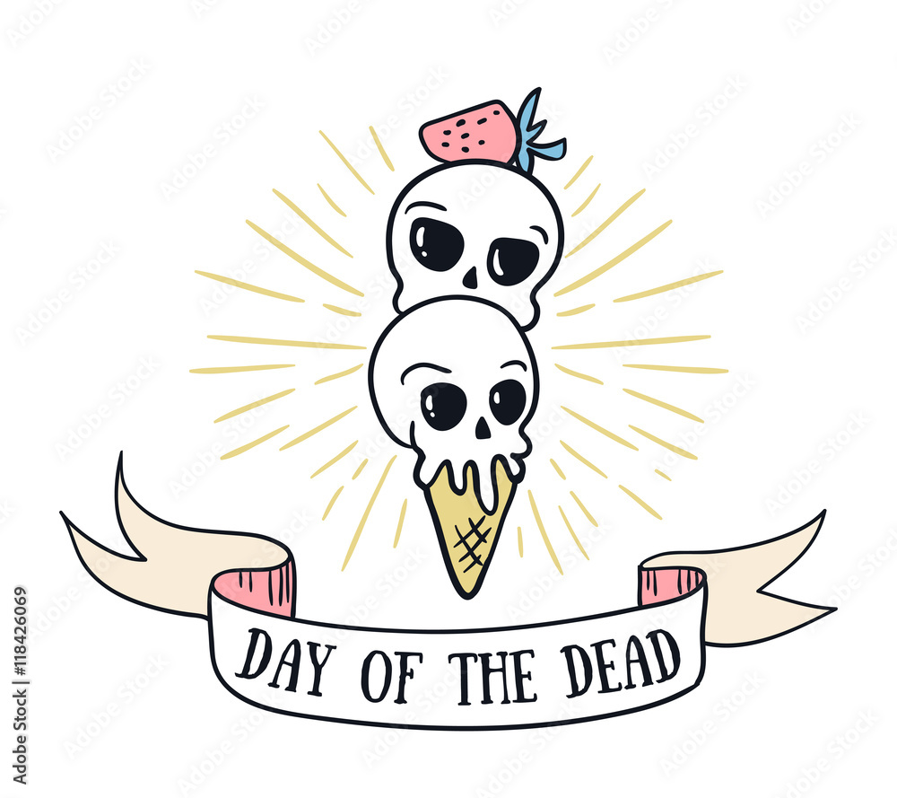 Day of the dead lettering greeting card. Vector holiday background ...