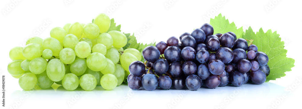 Trauben Weintrauben grün blau frische Früchte Obst Freisteller Stock ...