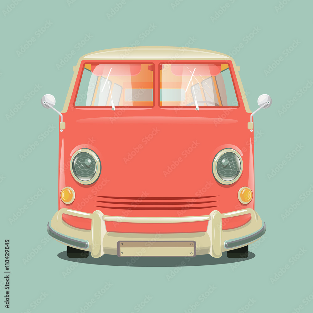 Minibus cartoon colorful vector illustration Stock Vector | Adobe Stock