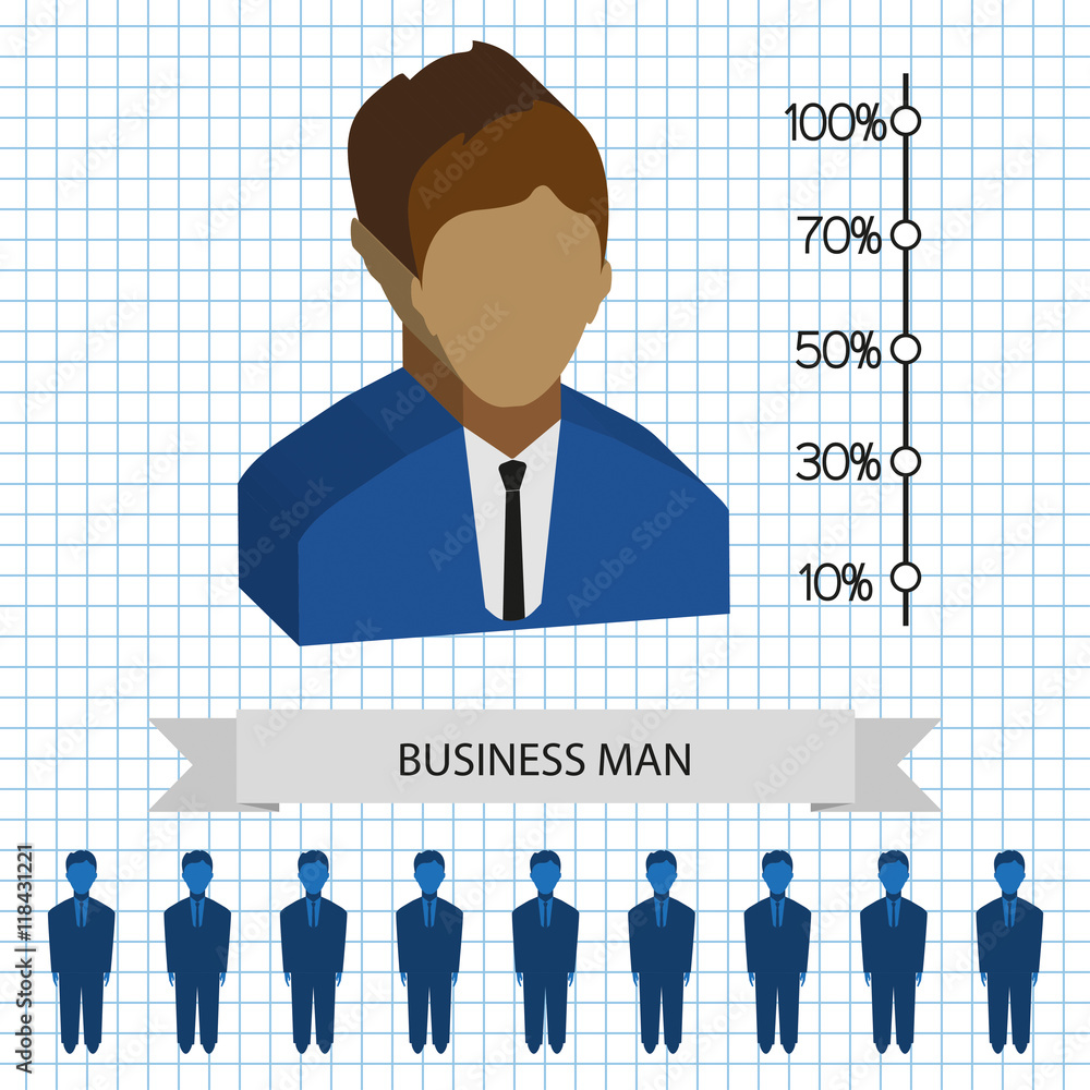 Businessman profiles icons with chart, flat style. Digital vector image ...