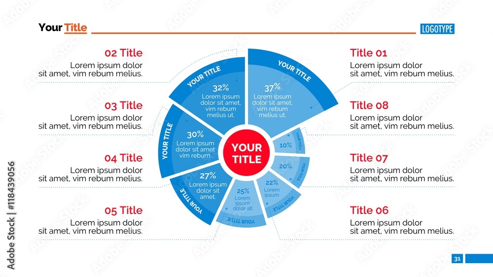 Radial Diagram Slide Template Stock Vector | Adobe Stock