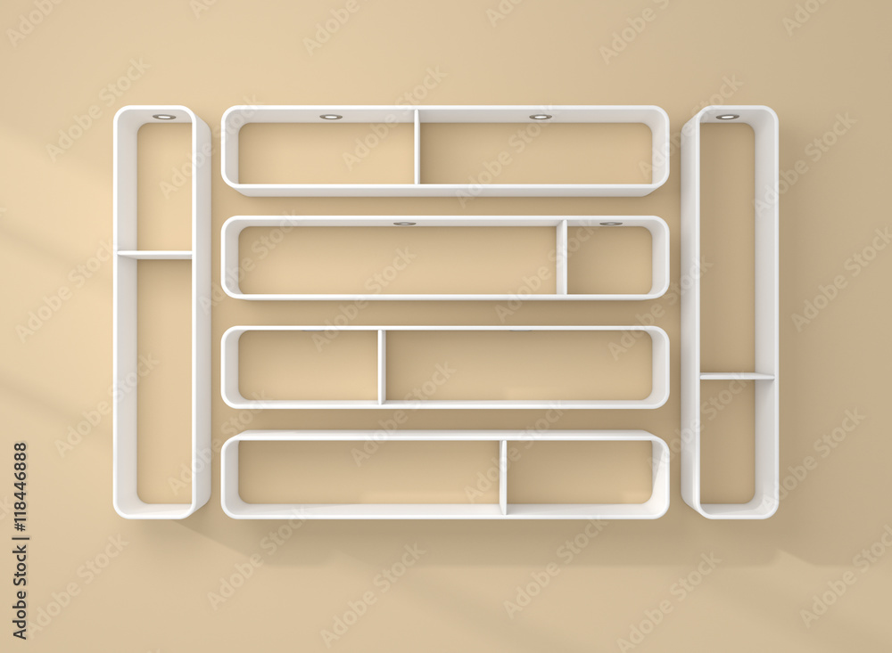 3d rendered modern shelves. Stock Illustration | Adobe Stock
