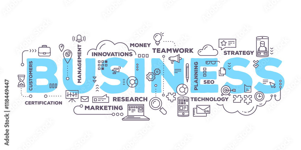 Vector creative illustration of business word lettering typograp Stock ...