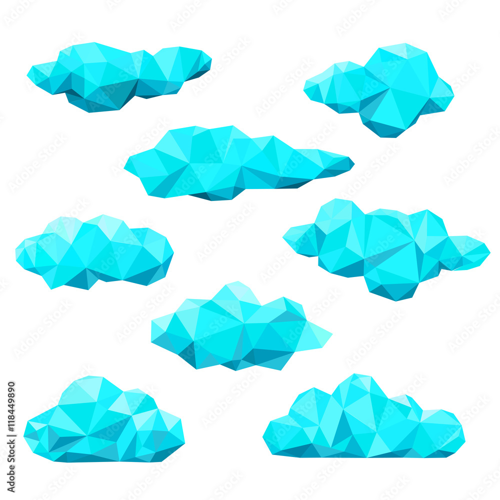 Polygonal clouds set. Stock Vector | Adobe Stock