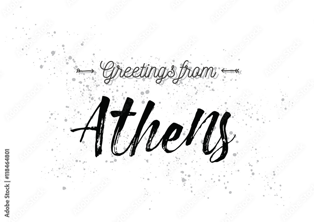 Greetings from Athens, Greece. Greeting card with lettering design ...