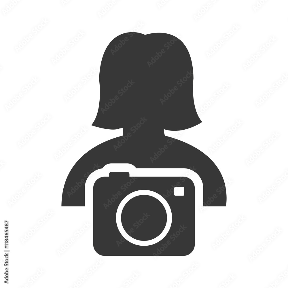 camera woman female social network person media icon. Isolated and flat ...