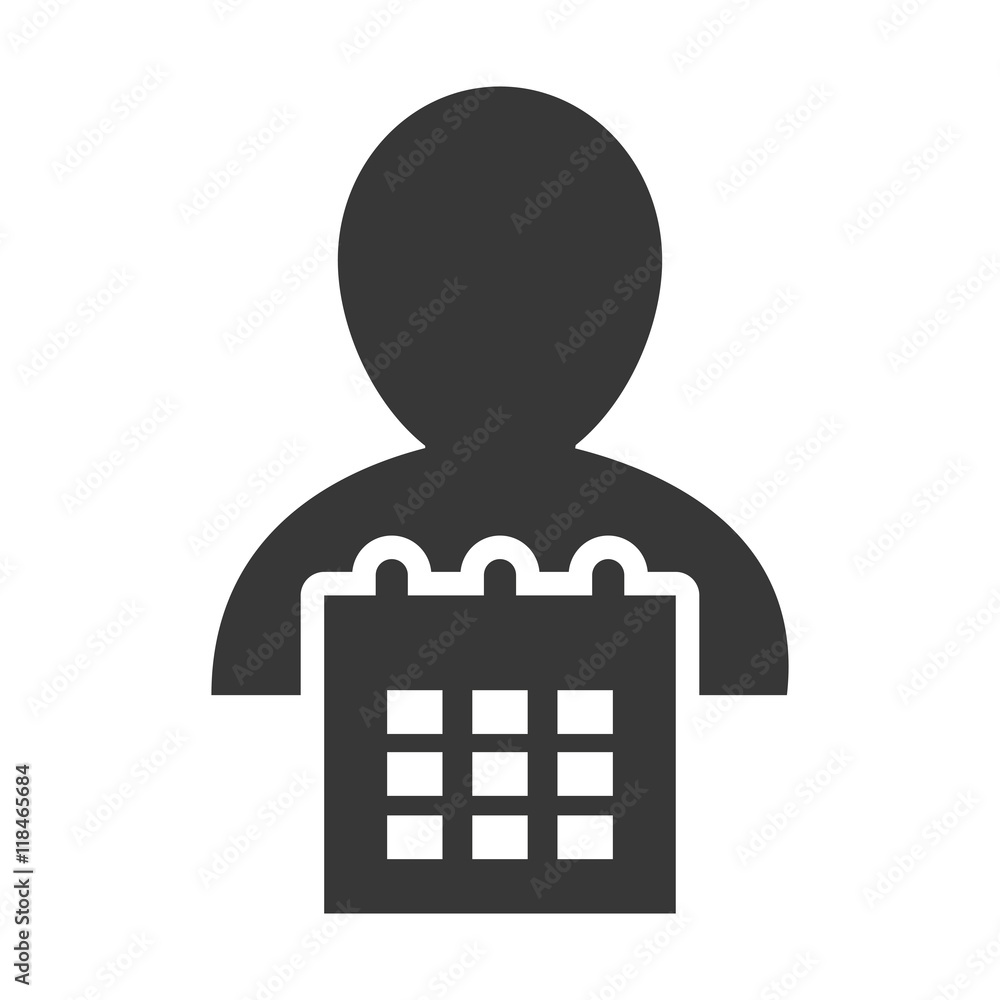 calendar man male social network person media icon. Isolated and flat ...