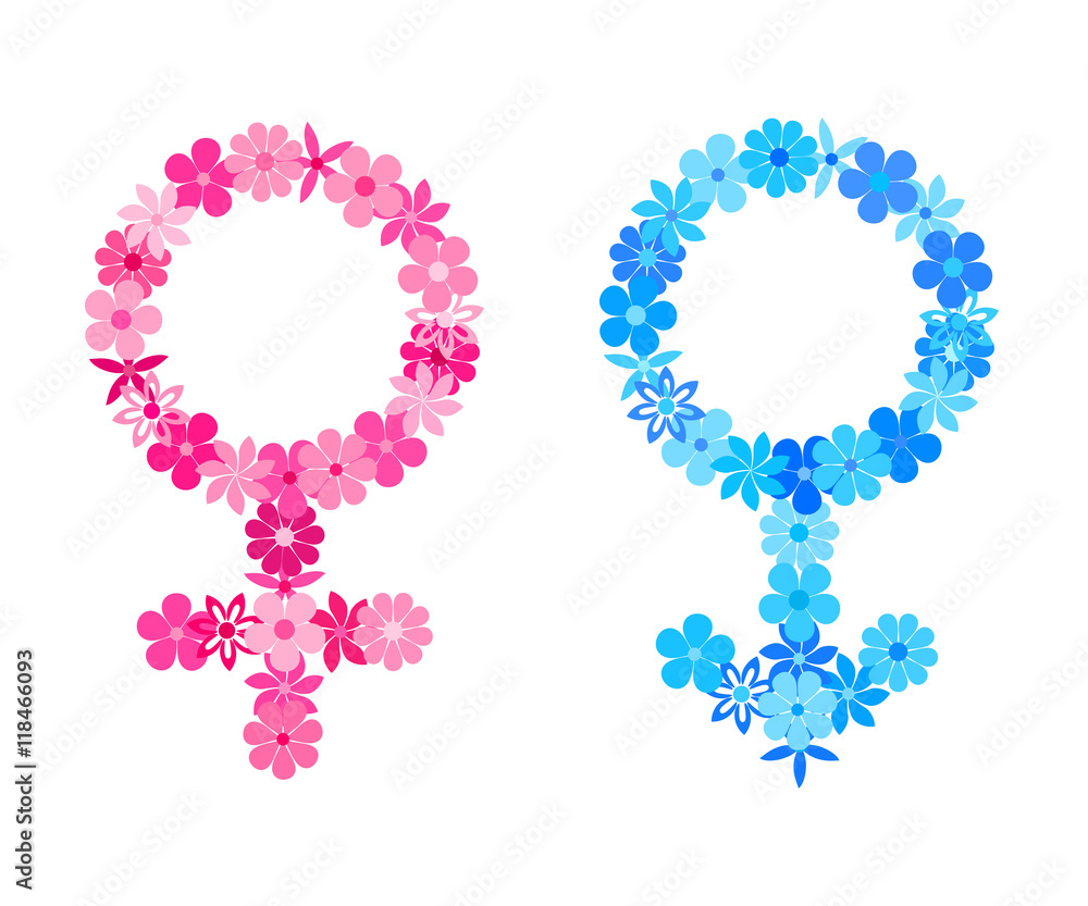Floral mosaic gender symbols Stock Vector | Adobe Stock