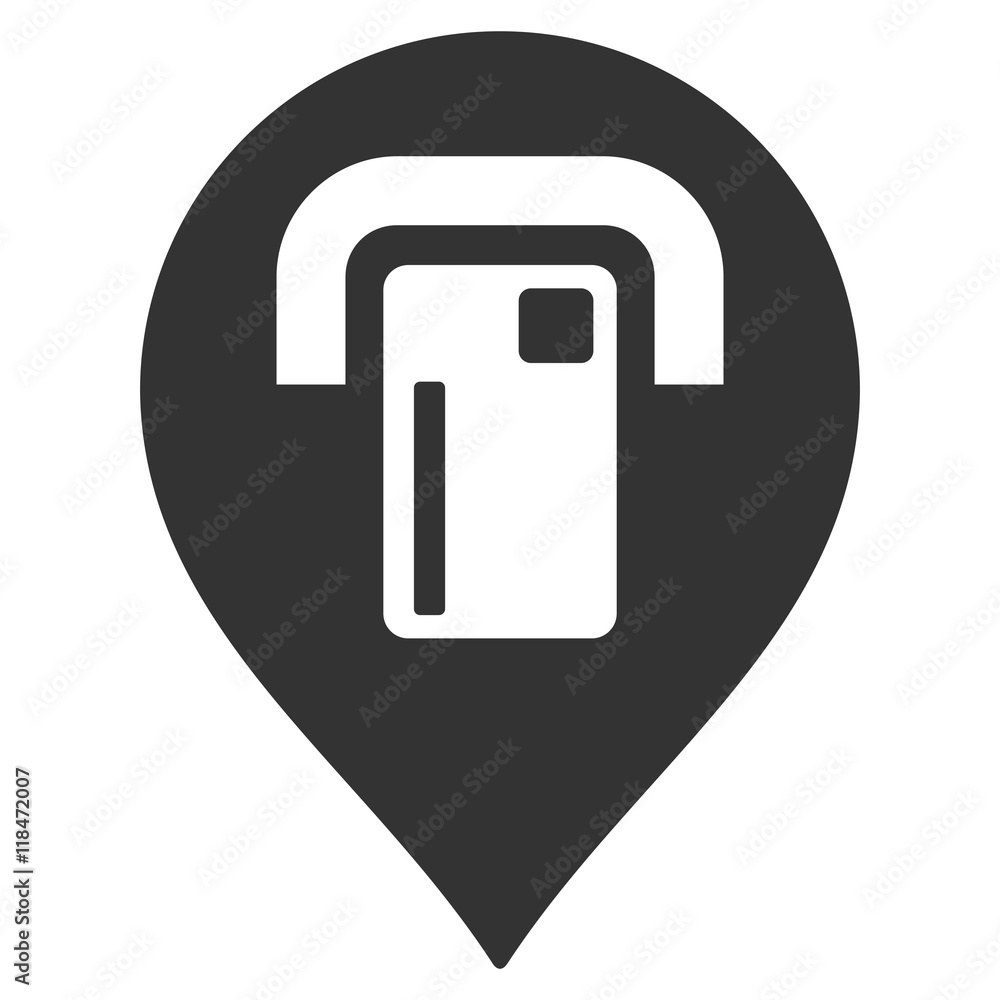 ATM Map Pointer icon. Vector style is flat iconic symbol with rounded ...