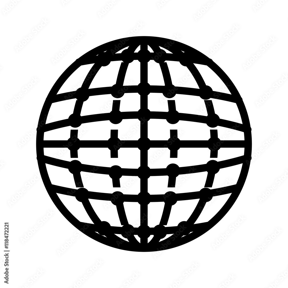 global icon globe connection network worldwide map corporation vector ...