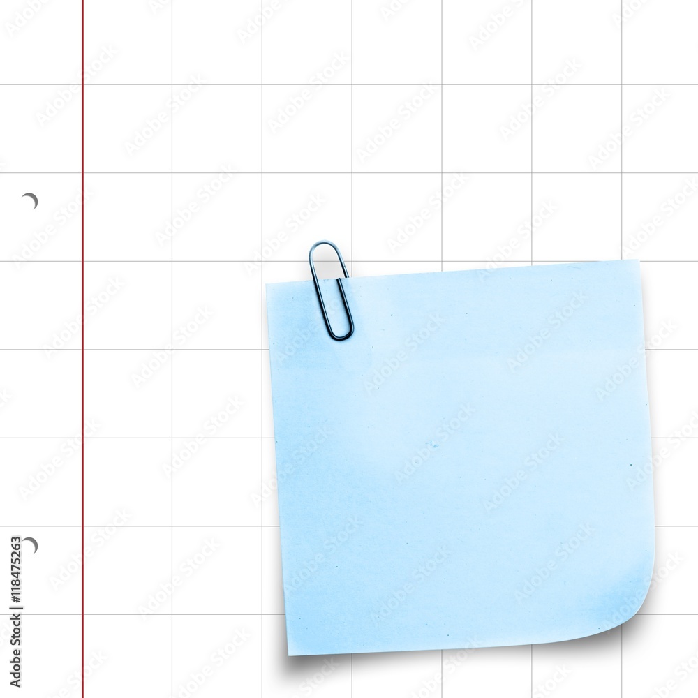 Composite image of blue sticky note with paper clip Stock Photo | Adobe ...