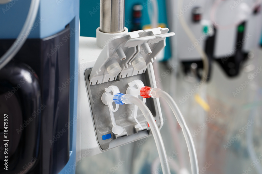 Hemodialysis bloodline tubes in dialysis machine Stock Photo | Adobe Stock