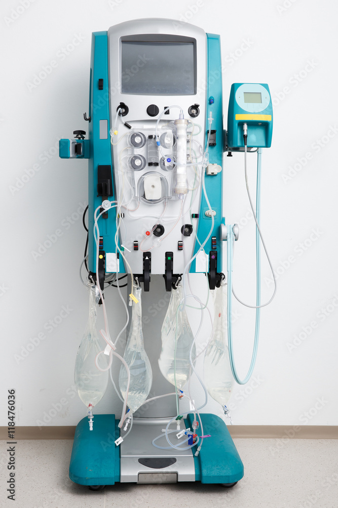 Hemodialysis machine with tubing and installations Stock Photo | Adobe ...