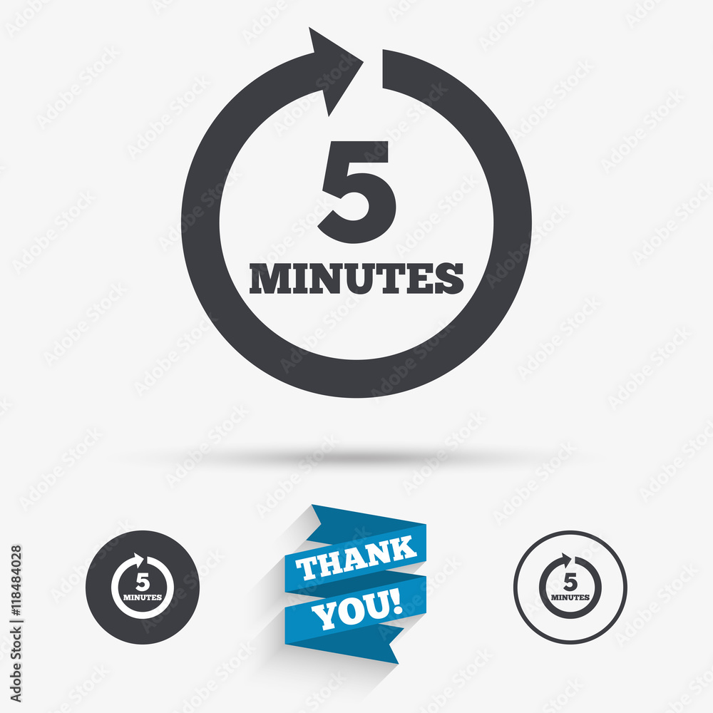 Every 5 minutes sign icon. Full rotation arrow. Stock Vector | Adobe Stock